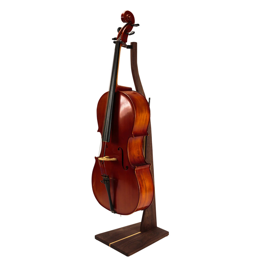 Zither Handcrafted Solid Wood Cello Stand with Bow Holder