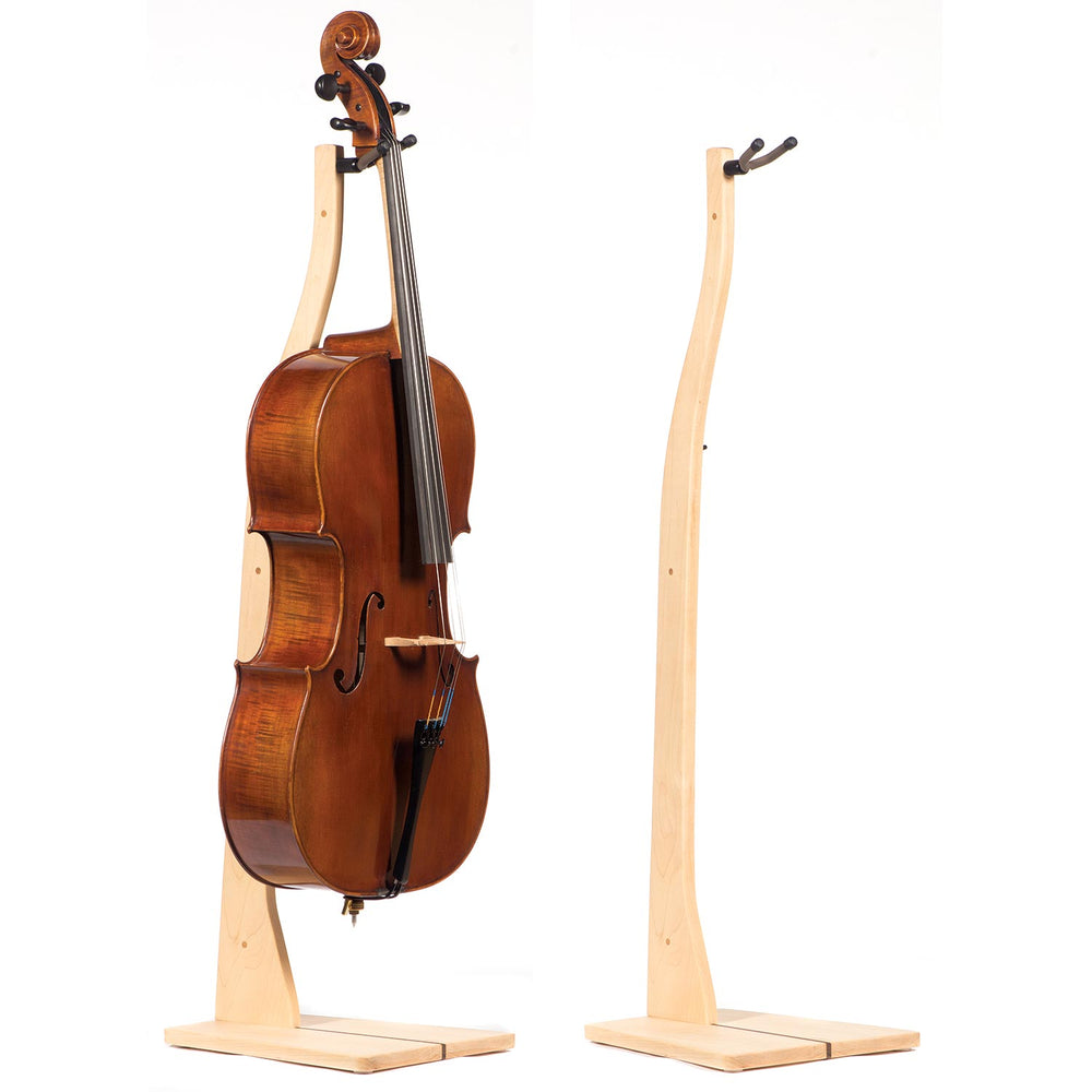 Zither Handcrafted Solid Wood Cello Stand with Bow Holder